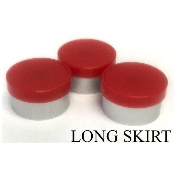 Red 13mm long skirt flip cap vial seal
