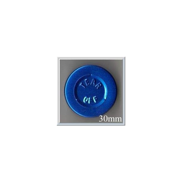 30mm Center Tear Vial Seal, Blue, Pk 250